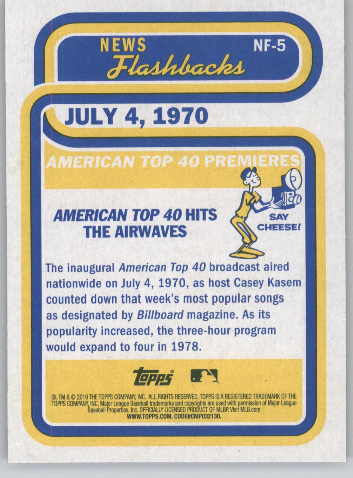 2019 Topps Heritage News Flashbacks Baseball You Pick NM/MT NF-1 - NF ...